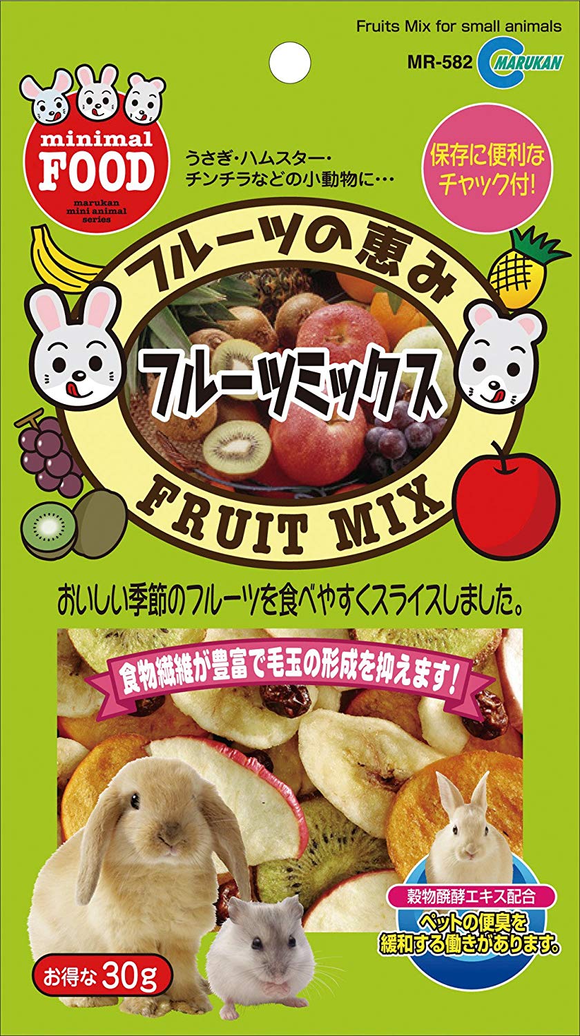 自然の果物をミックスしておいしいおやつにしました。ビタミン豊富な果実をミックスしたおやつです。原材料：りんご、バナナ、ブドウ、パイナップル、その他季節果物、植物性油脂、カルシウム、尿消天然エキス。