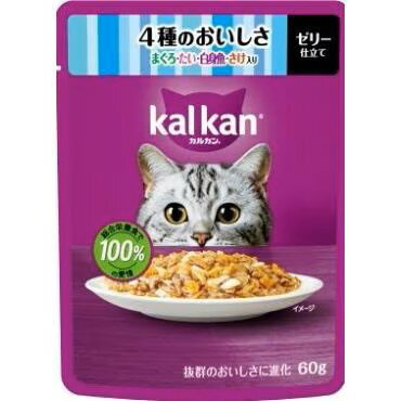総合栄養食で100％の愛情。抜群のおいしさに進化！ジューシーなゼリー仕立てにしました。栄養素がバランスよく含まれた総合栄養食原材料：魚介類（かつお、さば、さけ、白身魚、まぐろエキス、たいエキス等）、肉類（チキン、ビーフ等）、植物性油脂、穀類...