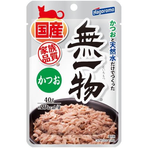 かつおと天然水だけで作りました。かつお本来の旨みを味わえるように、まぐろと天然水だけで仕上げました。原材料：かつお使用方法：1回1袋、1日2回が目安です。総合栄養食と一緒にお与えください。使用上の注意：原料に魚を使用しているため、まれに骨・...