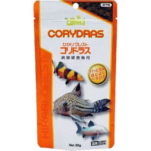 コリドラスの食性に合わせて動物質を強化配合、ボタン型で食べやすいコリドラス専用飼料です。抜群の嗜好性で、ゆっくり食べやすいボタン形。徐々に柔らかくなる特殊配合で飽きることなく食べ続けます。原材料：フィッシュミール、小麦胚芽、大豆ミール、小麦...