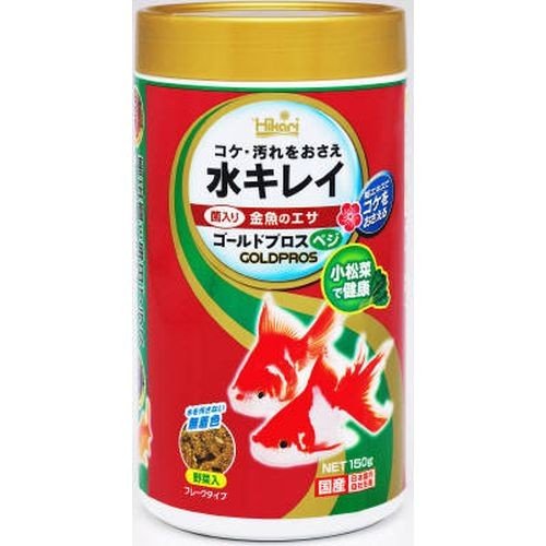 水草（野菜）を食べる金魚をヘルシーに健康重視して飼育したい人に最適な、ひかり菌入りフレーク飼料。ひかり菌、GB菌と梅エキスの力で水槽内のコケや濾過槽の汚れを抑制！　小松菜入りで金魚の健康を維持原材料：フィッシュミール、でんぷん類、小麦粉、大...