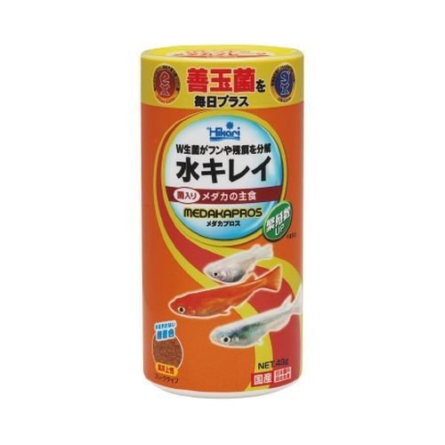 水の汚れを抑えるメダカ専用フレーク。W生菌（ひかり菌・GB菌）がフンや残餌を分解します。生きた菌の力で水とろ材の汚れを抑えます。水に沈みにくくメダカが食べやすいフレークタイプです。原材料：フィッシュミール、大豆ミール、でんぷん類、オキアミミ...