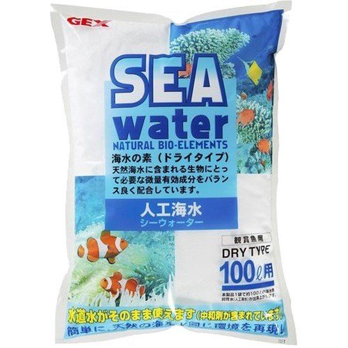 人工海水。天然海水に含まれる微量有効成分をバランスよく配合。中和剤入りで水道水をそのまま利用可能。人工海水原材料：塩化ナトリウム、塩化マグネシウム、塩化カリウム、塩化カルシウム、硫酸マグネシウム、硫酸ナトリウム、塩素中和剤、その他各種微量成分。