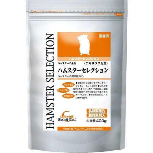 ハムスターの免疫力と健康の維持をサポート。アガリクス・ブラゼイ・ムリル配合。乳酸菌配合。ハムスターの免疫力と健康の維持をサポート。原材料：糟糠類（ホミニーフィード、米糠、大麦糠、小麦ふすま）、穀類（小麦粉）、その他（アルファルファミール、ビ...