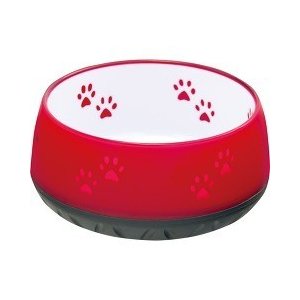 2層の硬質プラスチックの特殊成型により宝石のような透明感を実現したハイクオリティペットボウル。底にはスベリ止めのゴムが付いており適度な重さもありますので、安定してご利用頂けます原材料：プラスチック　合成ゴム。