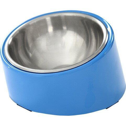 斜度のある本体と半球状のボウルで食器の底にフードが集まるので食べやすい。丸みのあるステンレスとメラミン樹脂の2in1食器。原材料：メラミン樹脂、ステンレス、合成ゴム。