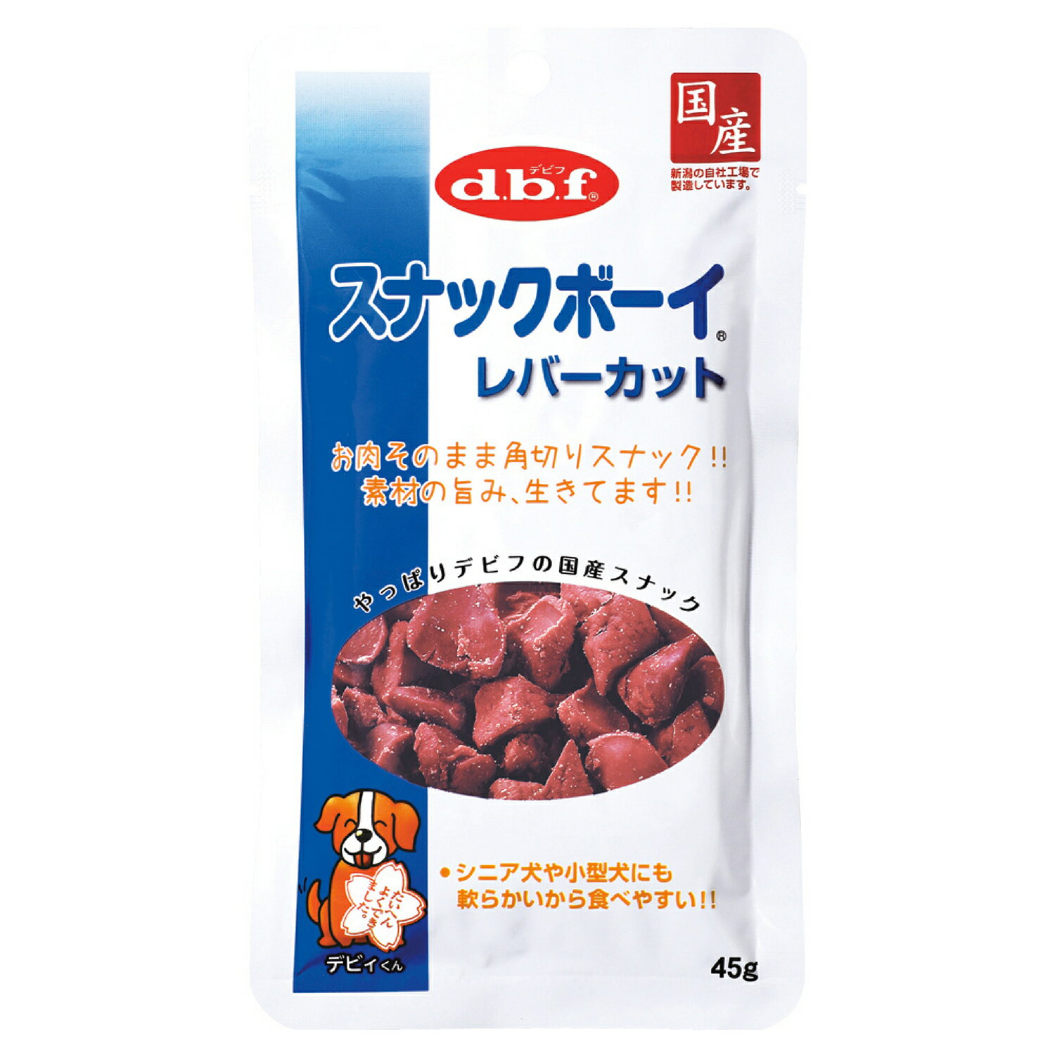鶏レバーをひとくちサイズにカットした食べやすい犬用スナックです。健康の基本は食べること。デビフは国産です。原材料：鶏レバー、ビーフエキス、食塩、グリセリン（植物性）、プロピレングリコール、保存料（ソルビン酸K）、酸化防止剤（ビタミンC）、発...