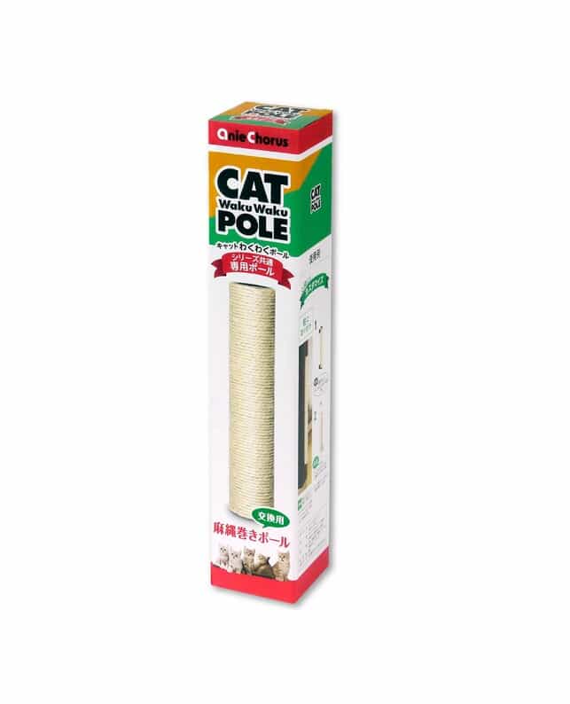 キャットケージに取り付ける、キャットわくわくポールの専用パーツ柱。麻まき仕様。消耗品。原材料：麻　紙管。幅×奥行×高さ=75×75×410(mm)。キャットケージに取り付ける、キャットわくわくポールの専用パーツ柱。麻まき仕様。消耗品。