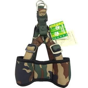 クッション付　お散歩用軽便胴輪。原材料：ポリウレタン　コットン。幅×奥行×高さ=230×150×300(mm)。クッション構造で犬の負担を軽減。