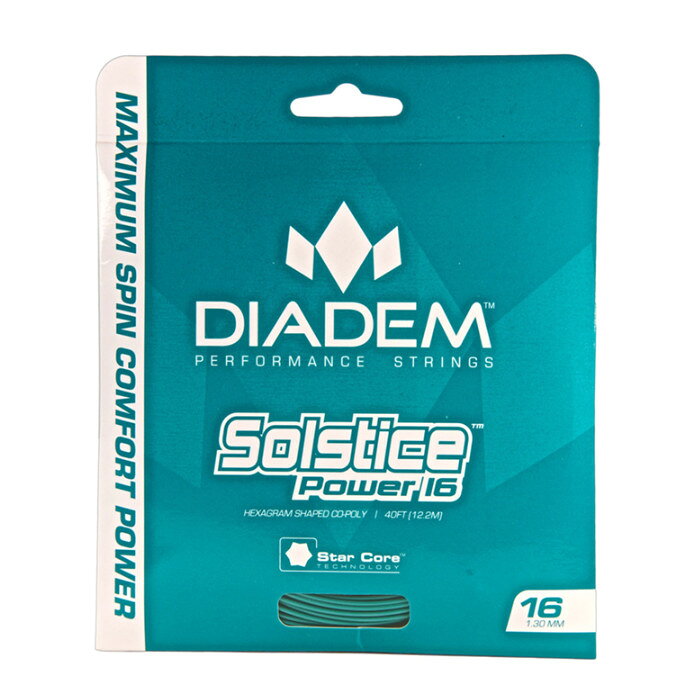 品名：SOLSTICE_Pカラー名：TEL商品の説明：スターコアテクノロジーを擁するDIADEMブランドのメインストリング。高いスピン性能とポリ素材なのにマイルドかつ快適な打球感が実現。原産国：台湾長さ:12.2mゲージ(太さ):1.20m...