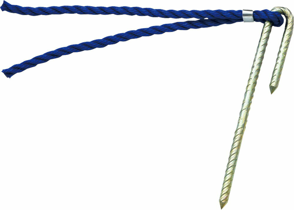 ポイントマーカー W15。素材：ロープ／ポリエチレン。サイズ：ロープ／6mm×15cm、杭／6mm×15cm。重量：510g。