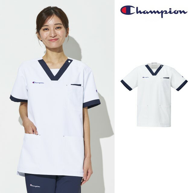 ●品番：HS-8150 ●製品名：プルオーバースクラブ 男女兼用 ●ブランド：Champion ●メーカー：オンワード商事 ●仕様：後ろ襟下にストラップ留めフラップ付き／左胸ポケットにPHSホルダー付き／両腰にキーループ付き ●機能：透け防...