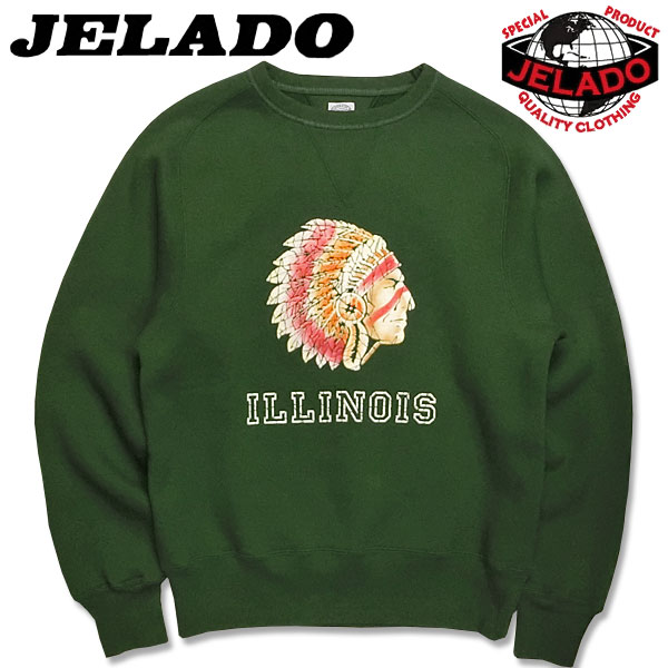 商品名 JELADO（ジェラード）【AB12201】ILLINOIS Flocky Pt Sweat カラー Grass Green（グラスグリーン）ブラックはこちら デザイン ヴィンテージアメリカンカジュアルブランドとして人気のJELAD...
