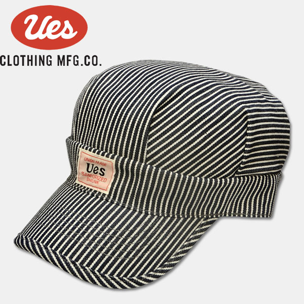 商品名 UES（ウエス） ワークキャップ 【82W】 カラー（色） ヒッコリー（ノーウォッシュ） ブラウン/デニム/ウォバッシュはこちら デザイン デニムキャップと並んでUESの人気の定番ワークキャップです。 つばは少し短めでクラシカルスタ...