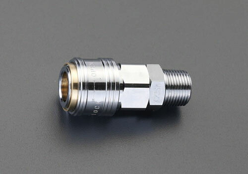 型番EA140DP-2R 商品説明●型…20型●エアー用●ワンプッシュ式●使用圧力…0.98MPa●材質…鋼鉄(クロムメッキ)●プラグをソケットに差し込むだけで簡単に接続できます。●ねじサイズ…R（PT）1/4” ★注意事項★商品画像に複数...