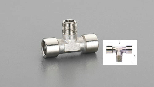 型番EA141CC-24 商品説明●材質…真鍮（ニッケルメッキ）●最高使用圧力…0.8MPa●ねじ径（雄）…R（PT）1/2”●ねじ径（雌）…G（PF）1/2”●六角対辺…21mm●サイズ（mm）…b：66、h：33●ねじ有効長…14mm●...