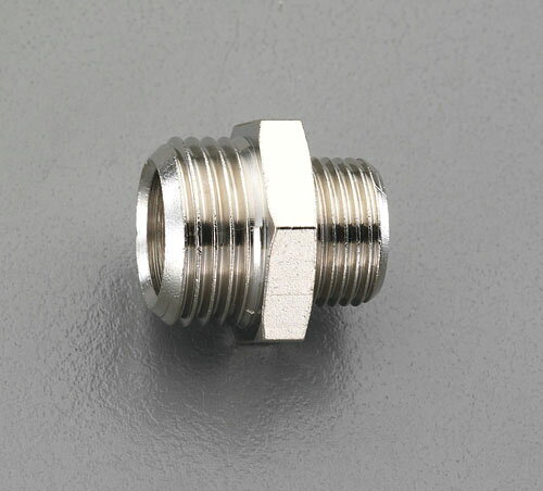 型番EA141CD-24 商品説明●材質…真鍮（ニッケルメッキ）●最高使用圧力…0.8MPa●ねじ径…G（PF）1/4”×G（PF）1/2”●ねじ有効長…8×10mm●六角対辺…24mm●全長…23.7mm●重量…約26g ★注意事項★商品...