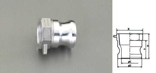 型番EA462BA-12 商品説明●材質…アルミダイカスト(ADC12)●使用圧力…1.76MPa(18kgf/c)●使用温度…-30℃〜70℃●呼び径…32（1・1/4”)●ねじサイズ…PT1・1/4”●サイズ(mm)…D：46、E：29...