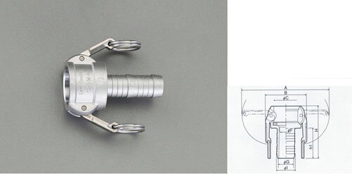 型番EA462BF-6 商品説明●材質…アルミダイカスト(ADC12)●使用圧力…1.76MPa(18kgf/c)●使用温度…-30℃〜70℃●呼び径…20（3/4”)●適合ホース内径…20mm●サイズ(mm)…A：115、B：53、C：3...