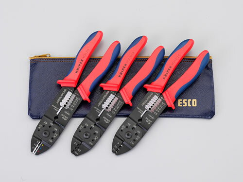 型番EA538K 商品説明●メーカー…KNIPEX（クニペックス）●型番…※ESCOオリジナルセット品●〈セット内容〉…3本セット(工具袋付)●絶縁端子用…対応端子：絶縁端子圧着範囲：0.75〜1.5、1.5〜2.5、2.5〜6.0m●差込...