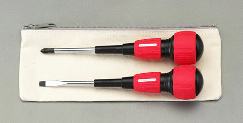 型番EA557AM-10 商品説明●2本組●（＋）ドライバー…先端×軸径：#2×6.3mm、軸長：100mm●（−）ドライバー…刃幅×刃厚：6.0×0.9mm、軸長：100mm●キャンバス工具袋付…EA925MC-11A（250×100mm...