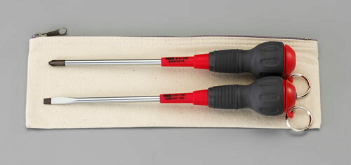 型番EA557AY-40 商品説明●軸長…150mm●先端×軸径…(＋)#2×φ6.3mm●刃幅×刃厚…(−)6.0×0.9mm●工具袋付き（100×250mm）●落下防止リング付●リング部分は空転する為、セーフティーループ等がからみません...