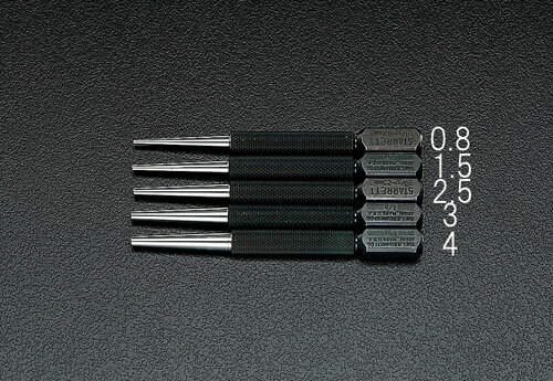 型番EA572HB-2.5 商品説明●全長…100mm●先端径…2.5mm●材質…工具鋼(焼き入れ、焼き戻しの熱処理を行っています)●ヘッド部分は正方形で打撃しやすい形状になっています●ヘッド部分に先端径が記載されています●滑り止め付 ★注...