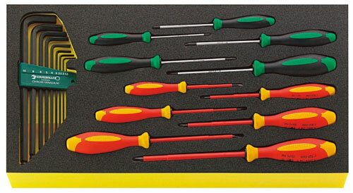 型番EA612VB-5 商品説明●〈セット内容〉…20点●トレーサイズ…460×250×60(H)mm●(＋)絶縁ドライバー…#1×80mm、#2×100mm、#3×150mm●(−)絶縁ドライバー(mm)…0.4×75、0.6×100、1...