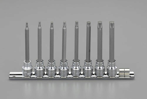型番EA617DM-600 商品説明●差込角…3/8”●全長…100mm●サイズ…T15・T20・T25・T27・T30・T40・T45・T50●8本組 ★注意事項★商品画像に複数商品が載っており、番号やアルファベットが記載されている商品が...