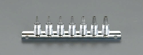 型番EA618AX 商品説明●差込角…1/4”●7個組●サイズ…T10・T15・T20・T25・T27・T30・T40●ソケット全長…28mm●イジリ止付 ★注意事項★商品画像に複数商品が載っており、番号やアルファベットが記載されている商品...