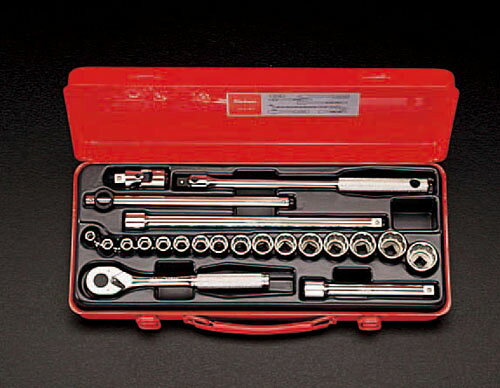 型番EA618B-6 商品説明●＜セット内容＞…22点●差込角…3/8”●ソケット…(6角)6・7・8・9・10・11・12mm　　　　 (12角)13・14・15・16・17・18・19・21・22mm●ラチェットハンドル…175mm●ユ...