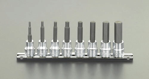 型番EA618BS-1 商品説明●＜セット内容＞8本セット　サイズ…3mm・4mm・5mm・6mm・7mm・8mm・10mm・12mm　ホルダー付●材質…ソケット：クロムモリブデン鋼、ホルダー：スチール●差込角…9.5mm (3/8”)●先...