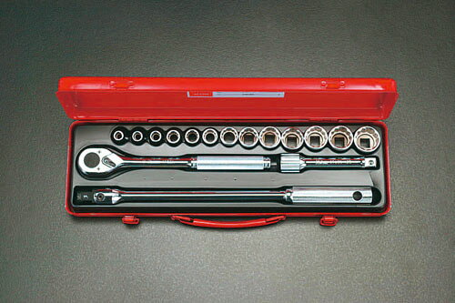 型番EA618C-5 商品説明●＜セット内容＞…16点●差込角…1/2”●ソケット（12角）…8・9・10・12・13・14・17・19・21・22・23・24・26mm●エクステンションバー…125mm●ラチェットハンドル…250mm●ス...