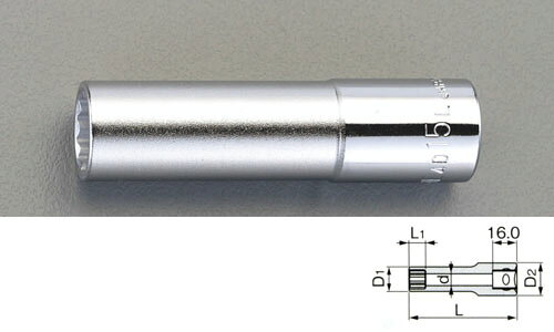型番EA618KN-32 商品説明●メーカー…TONE●型番…4D-32L●差込角…1/2インチ●対辺…32mm●サイズ…D1：43mm D2：35mm L1：22mm L(全長）：83mm d：25mm●重量…430g ★注意事項★商品画...
