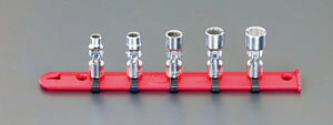 型番EA618VC 商品説明●5個組●差込角…1/4”●対辺…1/4”、5/16”、3/8”、7/16”、1/2”●外径…9.5〜17.1mm●全長…31〜37mm●ホルダー付●材質…スチール ★注意事項★商品画像に複数商品が載っており、番...