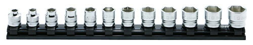 型番EA619B-2 商品説明●＜セット内容＞12本セット　サイズ…7mm・8mm・10mm・11mm・12mm・13mm・14mm・15mm・16mm・17mm・18mm・19mm　レール付●材質…ソケット：クロムモリブデン鋼、レール：ア...