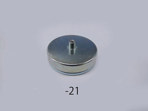 型番EA781EH-21 商品説明●材質…フェライト磁石、スチール（亜鉛メッキ加工）●吸着力…280N(28.0kgf）●サイズ…φ57×10.5(ネジ穴込：18.5)mm●ネジサイズ…M4●使用温度…120℃以下●重量…145g●入数…1...
