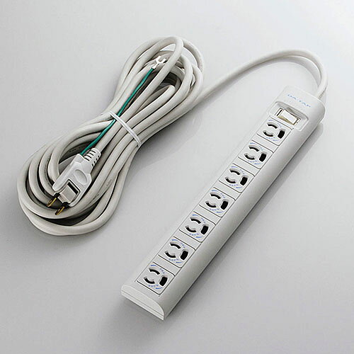 型番EA815GL-45BA 商品説明●メーカー…エレコム●型番…T-Y3A-3750WH●定格…15A・125V(1500Wまで)●コンセント…接地2P×7口●コード長…5.0m(二重被覆の安全構造)●プラグ…2P(スイング式、アース線付...