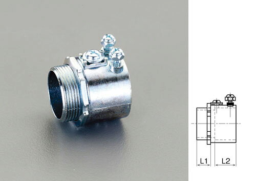 型番EA940CT-44 商品説明●呼び…E19●サイズ(mm)…L1：12.0、L2：19.0●材質…亜鉛ダイキャスト●電線管とボックスを接続する際に使用します。●トルクビス…1本 ★注意事項★商品画像に複数商品が載っており、番号やアルフ...