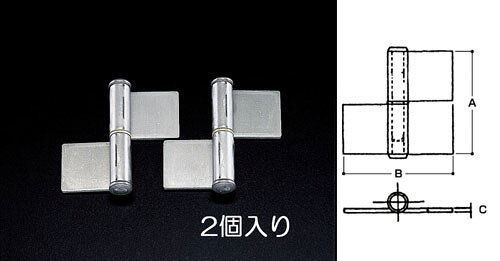 型番EA951BY-101 商品説明●サイズ(mm)…A：101、B：105.6、C：4.0D：62.4、E：19.0●材質…鋼板●仕上…生地●右勝手用●溶接用●入数…2個 ★注意事項★商品画像に複数商品が載っており、番号やアルファベットが...