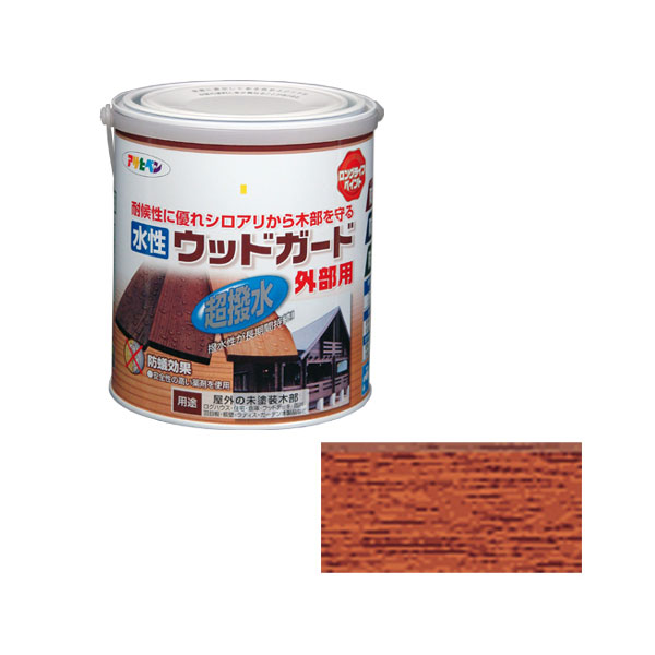 型番 商品説明木目を生かした美しいステイン仕上げができ、日光や雨に強く耐候性が優れています。シロアリ、キクイムシ、腐れ、カビに対して、長期間強い効果を発揮します。撥水剤の配合により、塗装直後から長期間撥水性を維持し、木部を保護します。水性で...