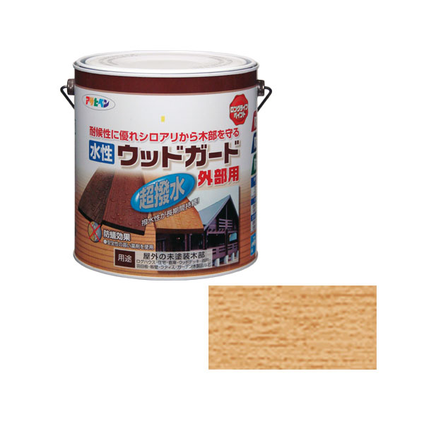 型番 商品説明木目を生かした美しいステイン仕上げができ、日光や雨に強く耐候性が優れています。シロアリ、キクイムシ、腐れ、カビに対して、長期間強い効果を発揮します。撥水剤の配合により、塗装直後から長期間撥水性を維持し、木部を保護します。水性で...