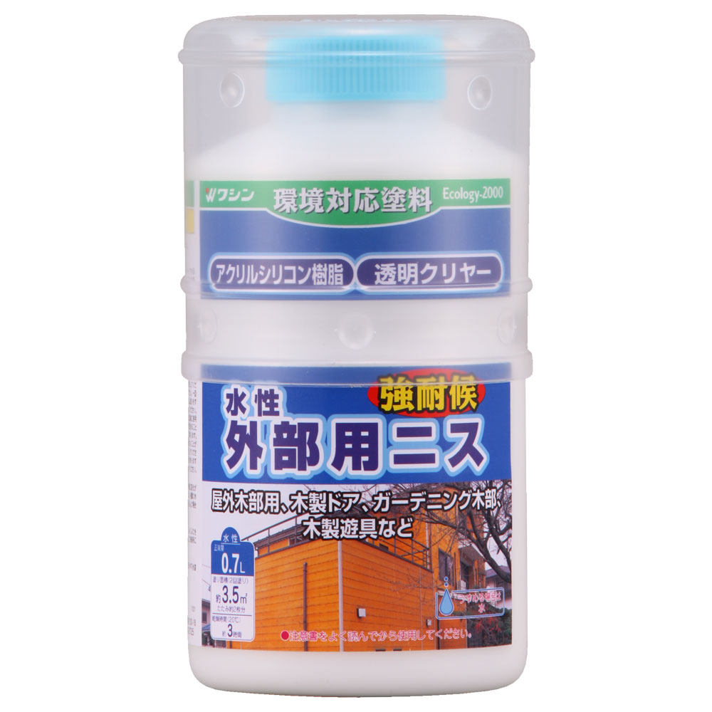 型番#941134 商品説明●耐候性に優れた強靱な塗膜を持つ水性屋外用ニス●主な用途：屋外木部、木製ドア、木製遊具、木製ガーデニング用品など 仕様●サイズ(横×縦×高さ)：90mm×90mm×172mm●重量：0.82kg