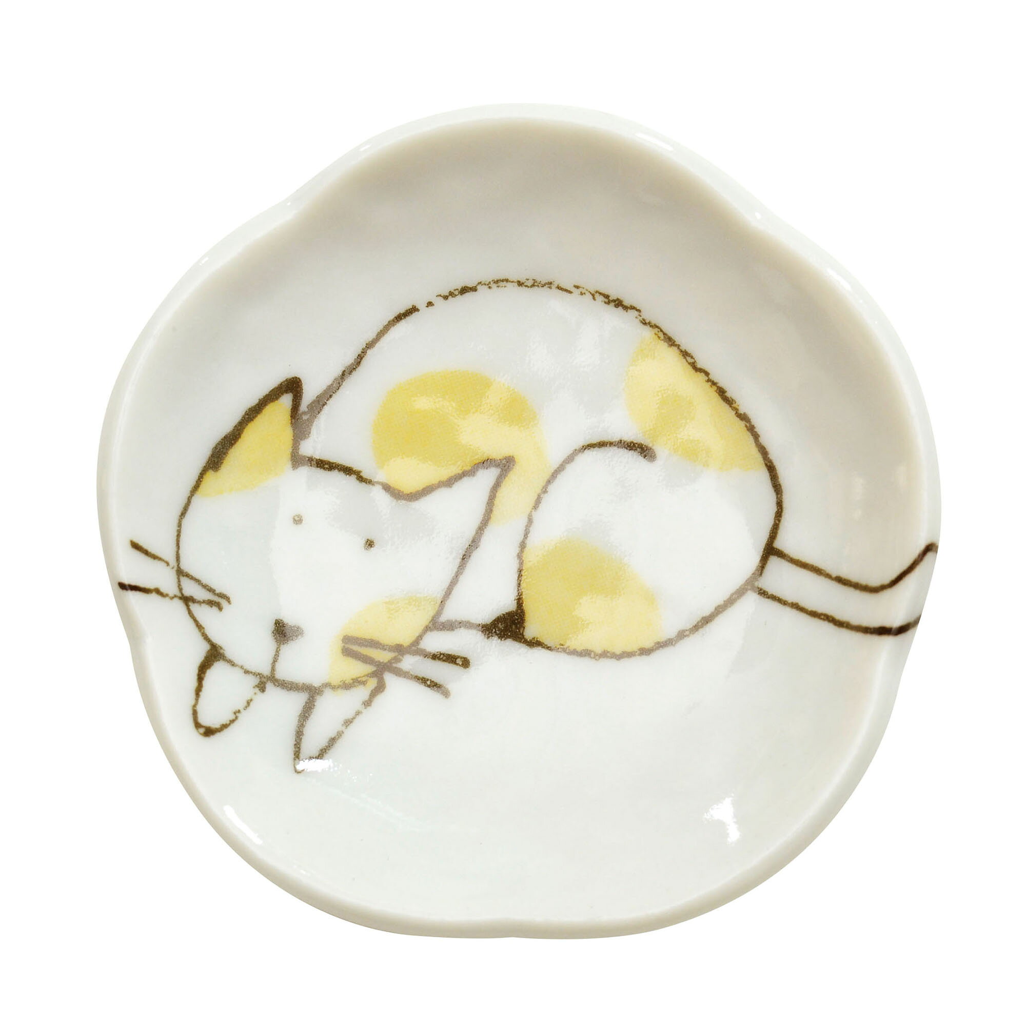 JANコード4988484801985 キャッチコピー●ねこ好きにはたまらない。 商品説明●可愛いにゃんこが描かれたお皿です。●一つ一つ手作りのため、商品の寸法、色、形状は多少異なる場合がございます。 仕様●サイズ（約）：Φ6×H1．3cm...