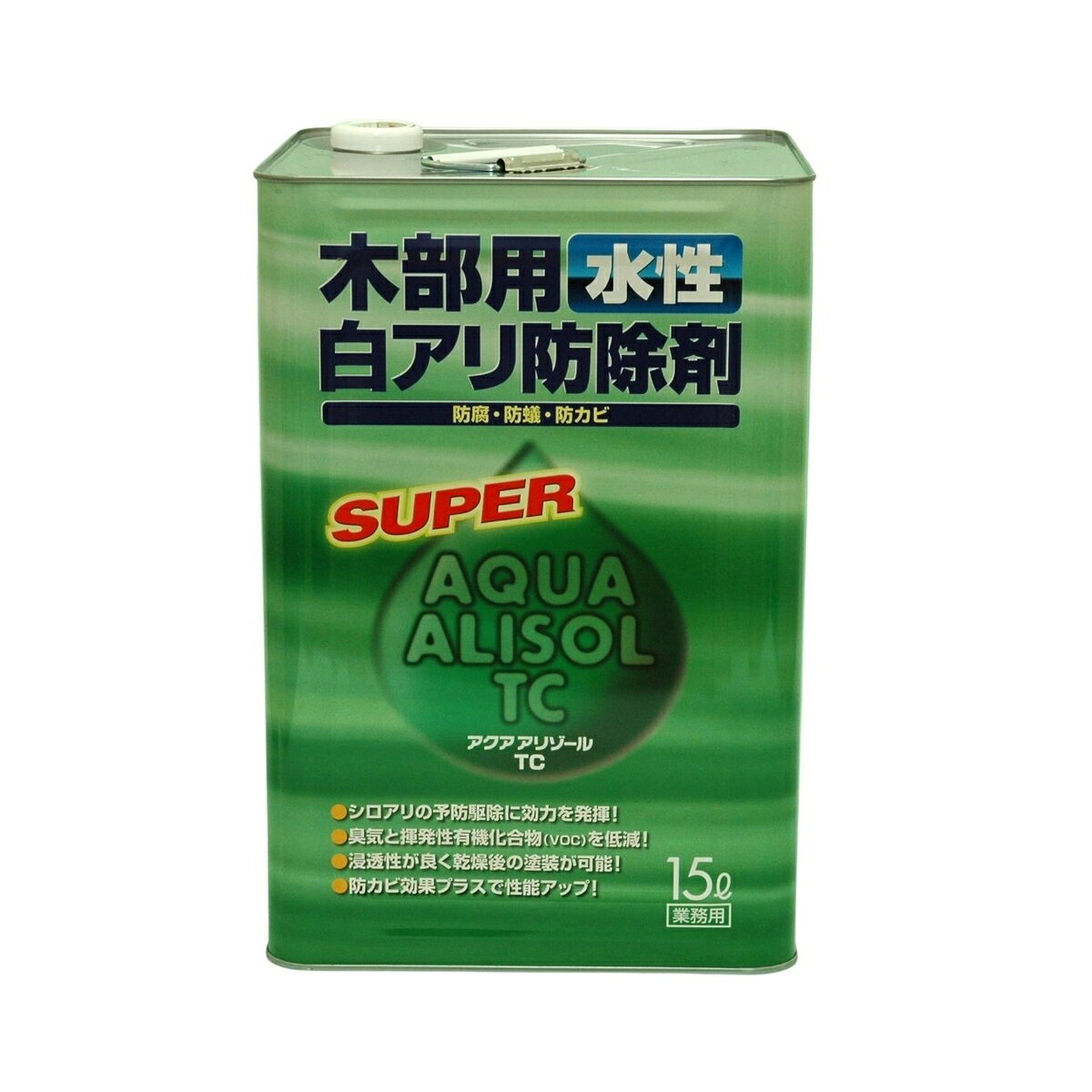 JANコード 4968047111430 キャッチコピー ●木材のシロアリ予防駆除に!住宅部材の処理に対応可能。 商品説明 ●『アクアアリゾールTC』は、水性タイプで臭いが少なく、VOC(揮発性有機化合物)を低減し、防カビ効果もある木材保存...