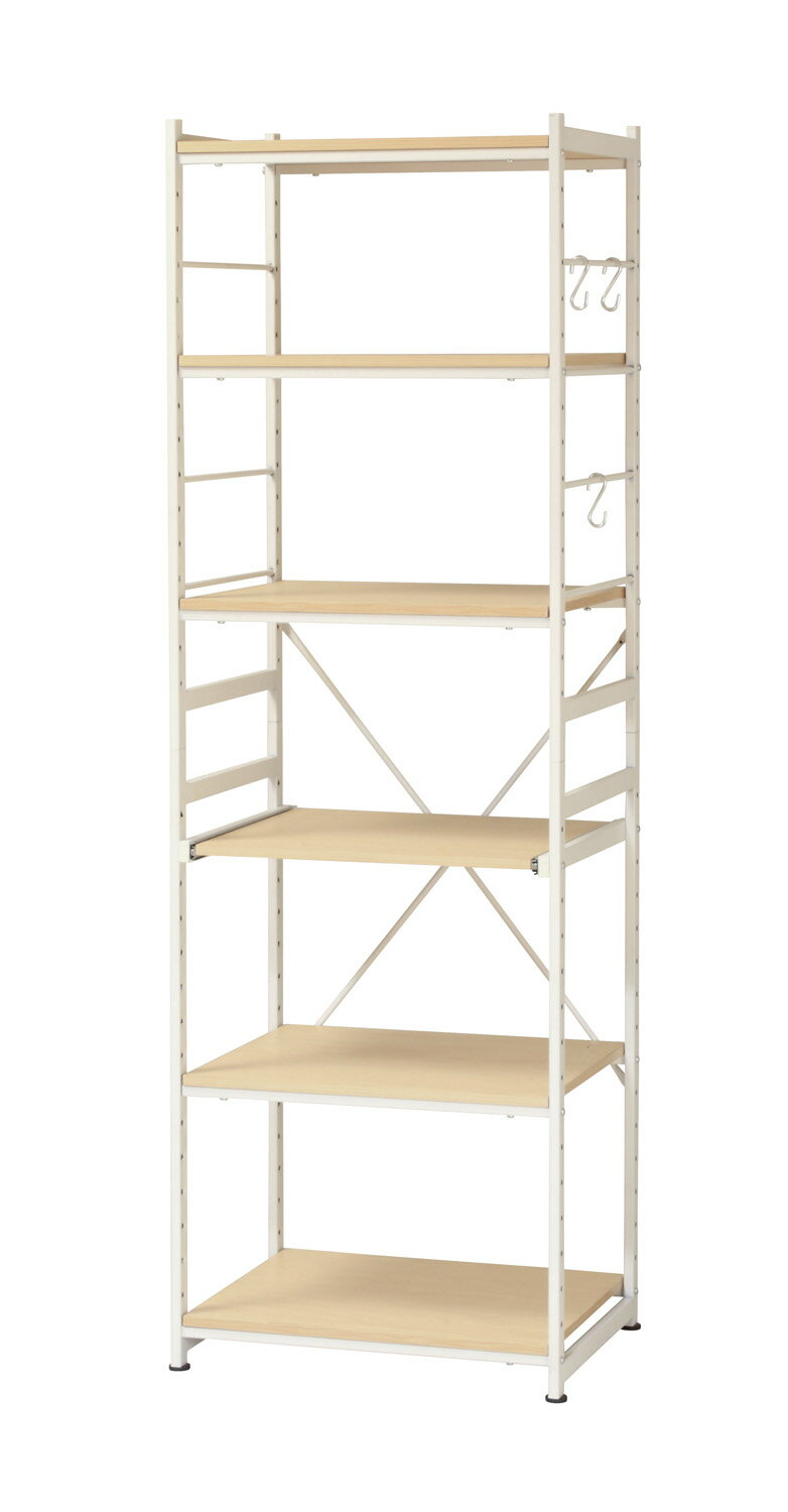 型番SSR58RNA 仕様梱包状態組立棚板：MDF(15厚)メラミン化粧板フレーム：スチール(15×30)粉体塗装●棚板は50ピッチで高さ調整が可能。●S字フック：3個 寸法商品：W580×D450×H1800 棚板：W545×D445 ス...