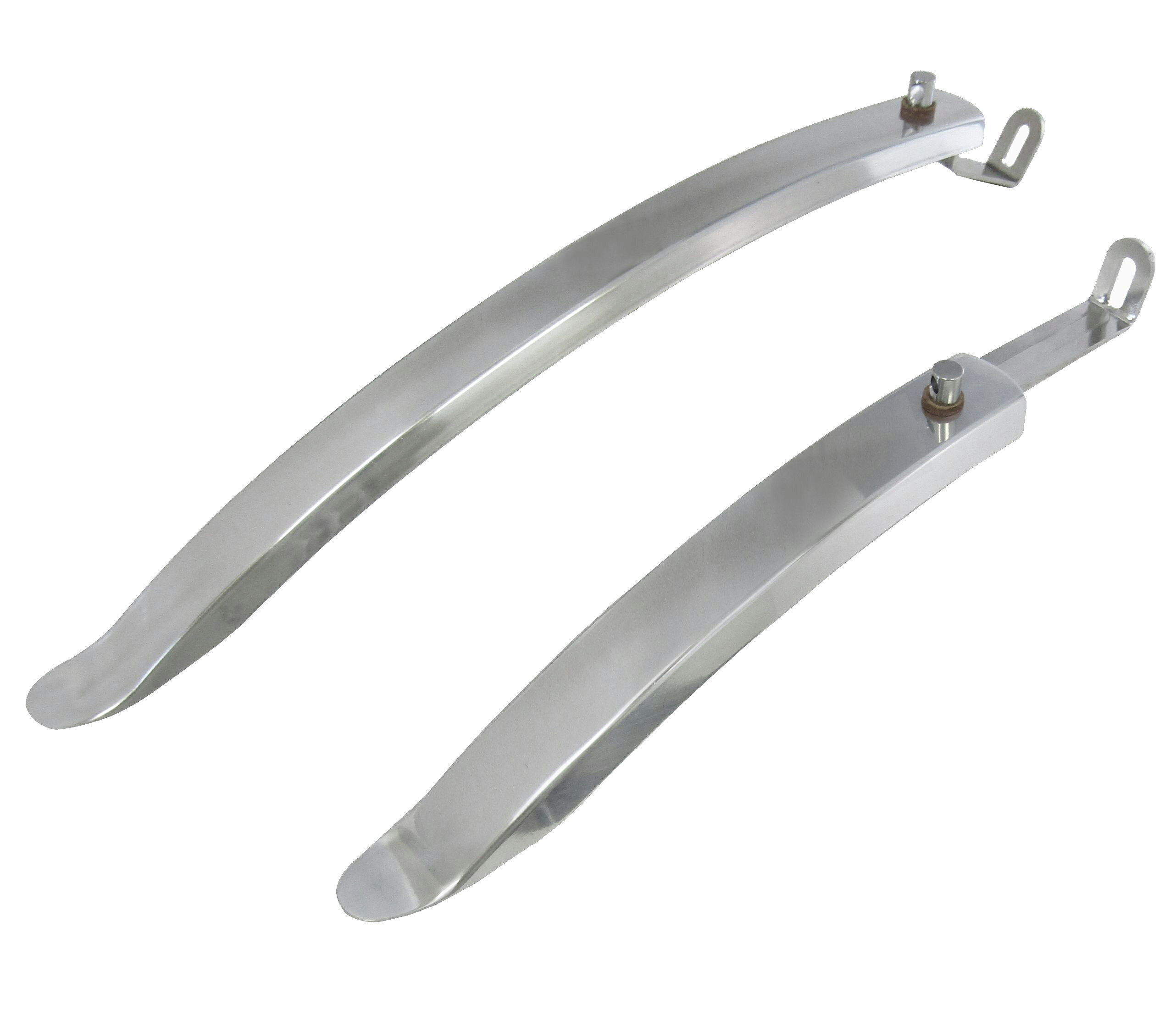型番4938402725176 商品説明●質感の高いアルミ製フェンダー●自転車用前後フェンダーセット●色：シルバー●サイズ（mm）：フロント：幅40長さ250、リヤ幅40長さ380●材質：ステンレス（ステー）●アルミ（フェンダー部）●セット...