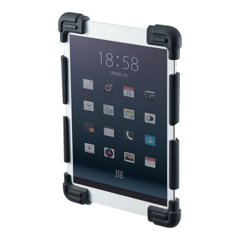 型番PDA-TABH4BK 商品説明【特長】 着脱簡単で衝撃からタブレットを守る耐衝撃シリコンケース 着脱簡単なシリコン製の耐衝撃ケースです。 背面のボタンを留めることで、スタンドやハンドルとして使用できます。 ≪ご注意≫ 機種によっては四...