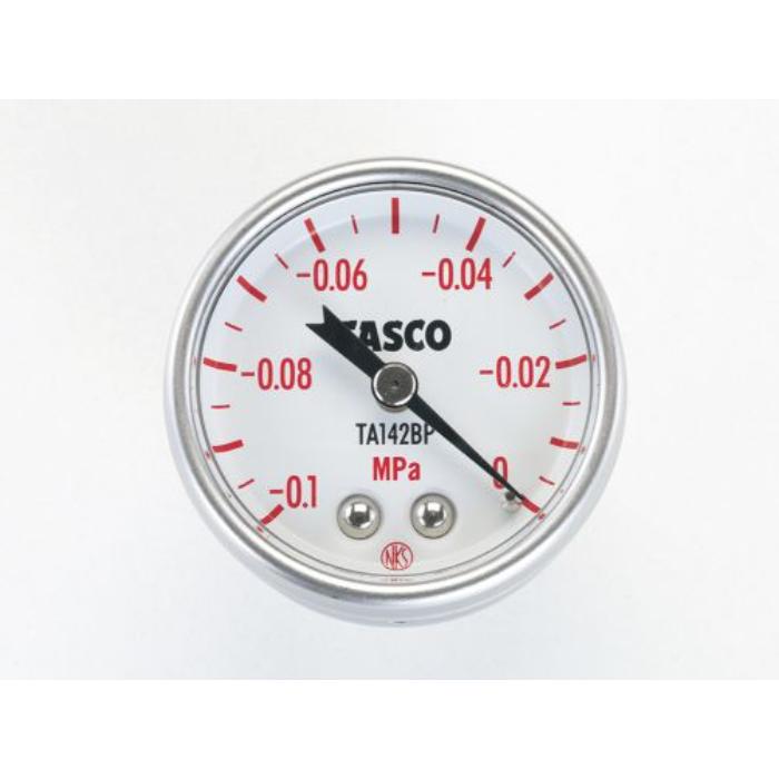 型番TA142BP 商品説明【仕様】 圧力範囲：0〜ー0.1MPa 外径：40φ ゲージ取付ネジ径：1/8″NPT（後ろ出し） ケース：SUS 304