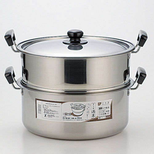 商品情報商品名：蒸しもの鍋 満菜 二段蒸器30cm型番：SH9868寸法：273×392×329(mm)メーカー：お届け数(合計)：1内容積または内容量：9.6L重量：2.935kg材質・素材：上鍋・下鍋・フタ：ステンレス、ハンドル・ツマミ...